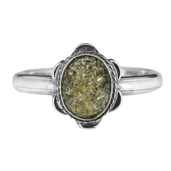 AM0289 - Green Amber Ring – Solvang Pebble People