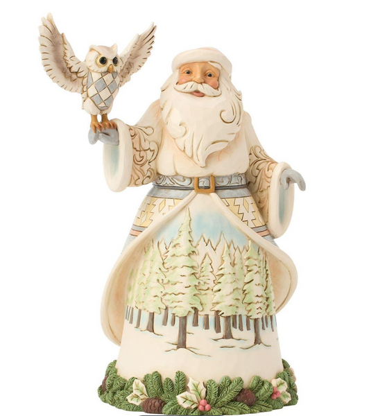 EP8499- JS SANTA : Woodland Santa with Owl – Solvang Pebble People